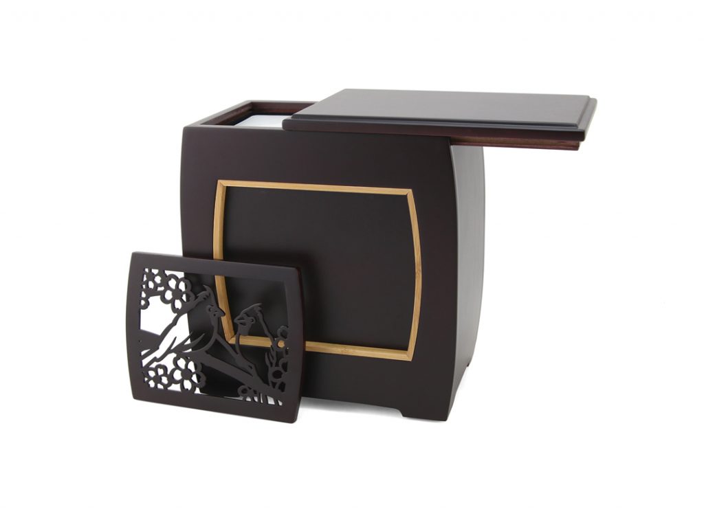 Modern Urn Display Open - Cappetta's West Suburban Funeral Home